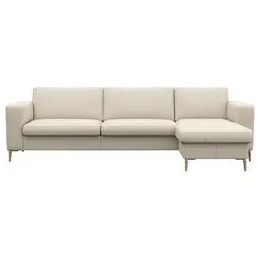 Ecksofa FLEXLUX "Fiore, super Sitzkomfort durch Kaltschaum im Sitz, L-Form", wei&szlig; (warm wei&szlig;), B:262cm H:85cm T:92cm, 100% Echteder, Sofas, Ecksofa, breite Armlehnen, Kaltschaum, F&uuml;&szlig;e Alu+ Eiche