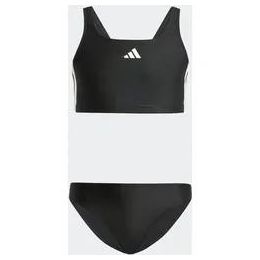 Bustier-Bikini Adidas PERFORMANCE "3-STREIFEN V-BACK KIDS BIKINI", M&auml;dchen, Gr. 98, N-Gr, schwarz-wei&szlig; (schwarz, wei&szlig;), Obermaterial: 78% Polyamid, 22% Elasthan, Bikini-Sets, zweiteiliges Set, mit mittelhohem elastischem Bund