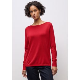 Strickpullover Street One, Damen, Gr. 40, racing rot, Strick, Obermaterial: 60% Viskose, 40% Baumwolle, unifarben, l&auml;ssig geschnitten h&uuml;ftbedeckend, U-Boot-Ausschnitt, Flachstrickb&uuml;ndchen, Pullover Strickpullover, mit U-Boot-Ausschnitt