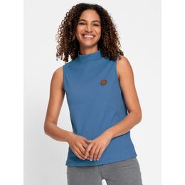 Shirttop Casual Looks, Damen, Gr. 52, blau (mittelblau), 95% Baumwolle, 5% Elasthan, unifarben, Tops Shirttop