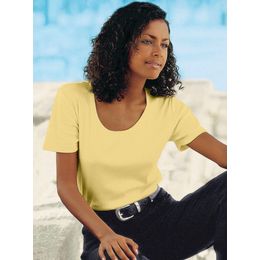 Rundhalsshirt Casual Looks "Shirt", Damen, Gr. 42, gelb, 100% Baumwolle, unifarben, Rundhals, Shirts Rundhalsshirt