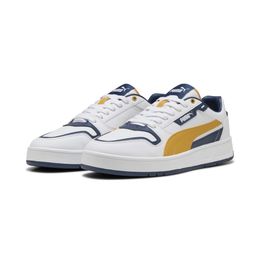 Sneaker Puma "Court Classic Street Sneakers Erwachsene", Damen, Gr. 39, gelb (wei&szlig; archive gold persian blau gelb), Obermaterial: Synthetik; Futter: Synthetik, Textil; Innensohle: Textil; Laufsohle: Gummi, Schuhe Sneaker