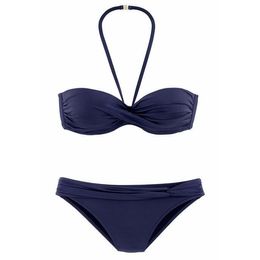 Lascana Set: B&uuml;gel-Bandeau-Bikini 'Hennes' blau Gr. 34 Cup D. Mit B&uuml;gel Und Mit Seitlichen St&auml;bchen