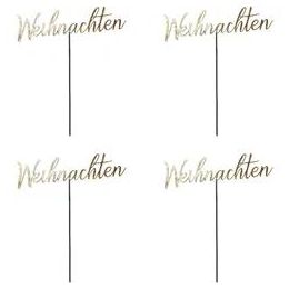 Deko-Schriftzug CREATIV DECO "Weihnachtsdeko", gold (goldfarben), B:22cm H:24cm, Metall, Dekofiguren, zum Stecken