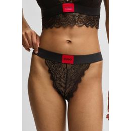 Slip HUGO UNDERWEAR "BRIEF RL LACE", Damen, Gr. M, schwarz (schwarz 001), Jersey, Obermaterial: 84% Polyamid, 16% Elasthan, unifarben, k&ouml;rpernah, Unterhosen Slip, aus Stretch-Spitze, mit Logoschriftzug auf dem Bund