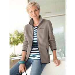 Fleecejacke Casual Looks, Damen, Gr. 40, grau (taupe), 100% Polyester, unifarben, Jacken Fleecejacke