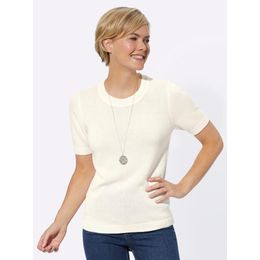Kurzarmpullover Casual Looks "Pullover", Damen, Gr. 40, wei&szlig; (wollwei&szlig;), 50% Baumwolle, 50% Polyacryl, unifarben, Pullover