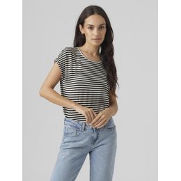 V&eacute;ro Moda Rundhalsshirt VERO MODA "VMAVA PLAIN SS TOP STRIPE GA JRS NOOS", Damen, Gr. M, schwarz (schwarz stripes), Jersey, Obermaterial: 95% Lyocell (TENCEL&trade;), 5% Elasthan, gestreift, normal, Rundhals, Shirts Rundhalsshirt, Materialmix, regular fit