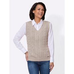 Pullunder Casual Looks "Pullunder", Damen, Gr. 46, beige (sesam, ecru, meliert), 55% Baumwolle, 45% Viskose, meliert, Pullover Pullunder