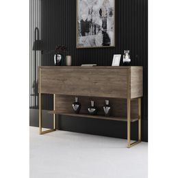 Evila Sideboard "Luxe" in Braun/ Gold - (B)120 x (H)80 x (T)30 cm - 78% | Regale