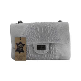 ORE10 Leder-Umh&auml;ngetasche in Grau - (B)28 x (H)16 x (T)8 cm - 75% | Damen-taschen