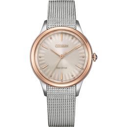 Citizen Damen Solaruhr Armbanduhr, Damenuhr, Edelstahlarmband, analog silber