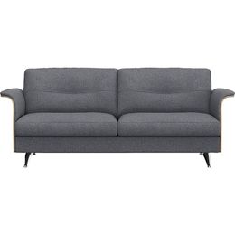 FLEXLUX 2,5-Sitzer &raquo;Glow Sofa, Couch,&laquo; Premium-Sitz: Kaltschaum & Federkern, Arml. Walnuss, Fu&szlig; Alu blau 62% Polyester/17%Baumwolle/14%Viscose/7%