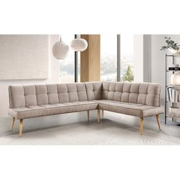 exxpo - sofa fashion Eckbank &raquo;Latte&laquo; moderne Sitz- und R&uuml;ckensteppung, bequem und elegant, hoher Holzfu&szlig; 100% PES
