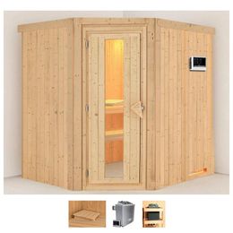 Karibu Sauna &raquo;Siirin&laquo; Set, Ofen 9 KW externe Strg easy beige