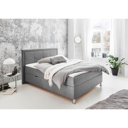 Home Affaire Boxbett &raquo;Fergus inkl. Bettkasten und Topper, Breite 120cm&laquo; mit Metallfu&szlig; in Chromoptik Stoffbezug Nordic (100% Polyester)