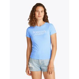 Tommy Jeans Damen T-Shirt mit Logodruck auf der Brust blau XL (42)