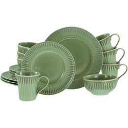 Creatable Kombiservice &raquo;Celadon, Service 16-tlg.&laquo; Elegantes Stabrelief, Farbverlauf Steinzeug