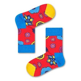 Happy Socks Socken "Flower Power" in Rot/ Blau - 74% | Gr&ouml;&szlig;e 22-24 | Babysocken-strumpfhosen