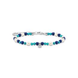 Thomas Sabo Damen Thomas Sabo Armband &raquo;blaue Steine und Perlen, A2064-775-7-L19V&laquo; mit S&uuml;&szlig;wasserzuchtperle bunt