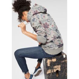 Ragwear Damen Kapuzensweatshirt &raquo;GRIPY FLOWERS O&laquo;, Hoodie mit floralem All Over-Druck wei&szlig; XXL
