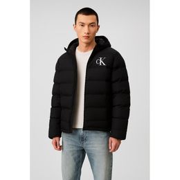 Calvin Klein Jeans Damen Steppjacke &raquo;LS NYLON MONOGRAM PUFFER JKT&laquo; ohne Kapuze Mit Rundhalsausschnitt, regular fit schwarz XXL