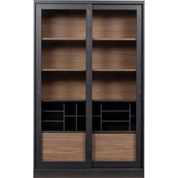 Woood Vitrine &raquo;James&laquo; mit Glas, viel Stauraum, H 200 cm x B 125 cm schwarz FSC -zertifizierter Holzwerkstoff