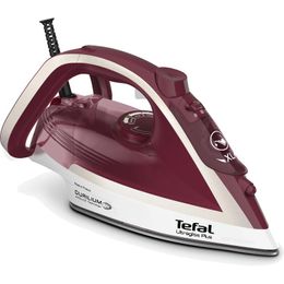 Tefal Dampfb&uuml;geleisen &raquo;Ultragliss Plus, 2800 Watt, Dampfsto&szlig;: 250 g/Min., kurze Aufheizzeit,&laquo; 2800 W Eco Mode, kratzfeste B&uuml;gelsohle, dunkelrot/silber, 