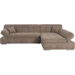 DOMO collection Ecksofa &raquo;Mona L-Form&laquo; wahlweise mit Bettfunktion braun Struktur fein 100% Polyester;Chenilleoptik 100% Polyester;SOFTLUX/Struktur fein