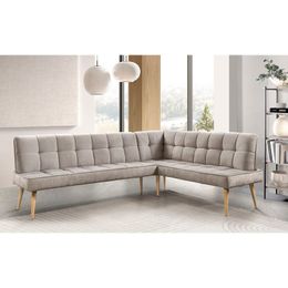exxpo - sofa fashion Eckbank &raquo;Latte&laquo; moderne Sitz- und R&uuml;ckensteppung, bequem und elegant, hoher Holzfu&szlig; 100% PES