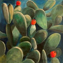queence Leinwandbild &raquo;Cactus de Felanitx&laquo; Blumen Blumenbilder Kunst Pflanzen Pflanzenbilder 1 Stk. tlg. Premium-Leinwandstoff, Handarbeit aus 