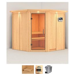 Karibu Sauna &raquo;Jarin&laquo; Set, Ofen 9 kW Bio externe Strg easy beige