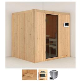 Karibu Sauna &raquo;Solida&laquo; Set, Ofen 9 kW Bio externe Strg easy beige