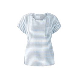 Oui Leinen-Shirt in Hellblau/ Wei&szlig; - 59% | Gr&ouml;&szlig;e 46 | Damen-tops