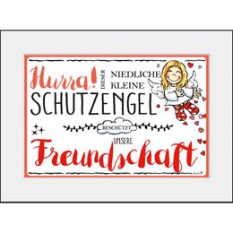 queence Bild &raquo;Schutzengel Freundschaft&laquo; Blumen Engel Himmel Liebesspr&uuml;che Schriftzug Spr&uuml;che & Texte Stern Sterne 1 Stk. tlg. HD Premium Poster-Druck 