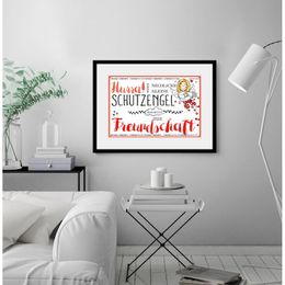 queence Bild &raquo;Schutzengel Freundschaft&laquo; Blumen Engel Himmel Liebesspr&uuml;che Schriftzug Spr&uuml;che & Texte Stern Sterne 1 Stk. tlg. HD Premium Poster-Druck 