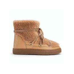 INUIKII Leder-Winterboots "Curly" in Beige - 41% | Gr&ouml;&szlig;e 39 | Damen-stiefel