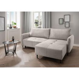 Home Affaire Ecksofa &raquo;Mara, L-Form, aktueller Cord Bezug und tolle Farben, schmale Armlehnen&laquo; whlw. mit Bettfunktion,Recamiere links/rechts montierbar