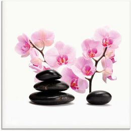Artland Glasbild &raquo;Schwarze Steine und pinke Orchidee&laquo; Zen 1 Stk. tlg. in verschiedenen Gr&ouml;&szlig;en pink