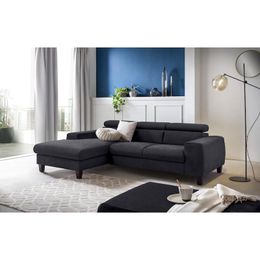 COTTA Ecksofa &raquo;Morven L-Form mit Kopfteilverstellung&laquo; wahlweise mit Bettfunktion, Bettkasten & Wireless-Charger grau Microfaser PRIMABELLE (100% 
