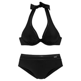 Lascana Damen Lascana B&uuml;gel-Bikini als Neckholder schwarz 38, Cup C
