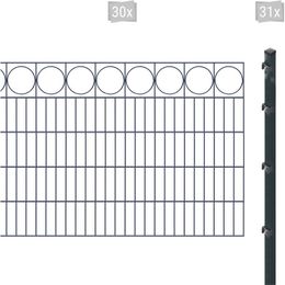 Arvotec Doppelstabmattenzaun &raquo;ESSENTIAL 100 zum Einbetonieren "Ring" mit Zierleiste&laquo; Zaunh&ouml;he 100 cm, Zaunl&auml;nge 2 - 60 m grau Kunststoff, Stahl