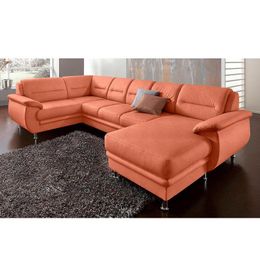 Sit & More sit&more Wohnlandschaft &raquo;Mailand U-Form, B: 312 cm&laquo; optional Bettfunktion orange NaturLEDER (echtes Rindleder)/Korpus passendes Kunstleder Softlux ;