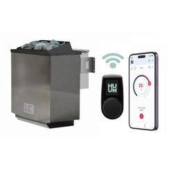 Karibu Bio-Saunaofen &raquo;9 kW SET mit WiFi-Steuerung&laquo; mit WLAN-f&auml;higem Steuerger&auml;t silber Edelstahl