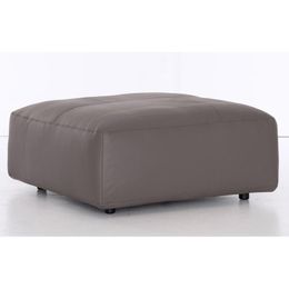 Musterring Hocker &raquo;LUCIA&laquo; grau Flachgewebe VALMONT (60% Baumwolle/40% Leinen);Leder PURO, pigmentiertes Leder;Microfaser CRONA (100% Polyester);Flachgewebe 