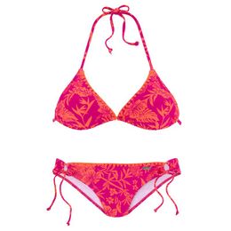 Venice Beach Damen Triangel-Bikini &raquo;Kensi&laquo; mit kontrastfarbener H&auml;kelkante bunt 32, Cup A/B