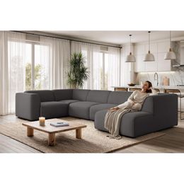 OTTO home Wohnlandschaft &raquo;Merid U-Form, B: 367 cm&laquo; jederzeit durch Module erweiterbar grau Struktur fein (100% Polyester);Samtoptik (100% Polyester);