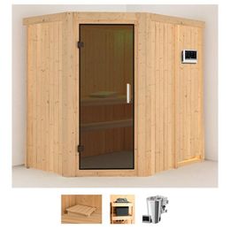 Karibu Sauna &raquo;Swantje&laquo; Set, Ofen 3,6 kW Bio-Ofen externe Strg. easy beige
