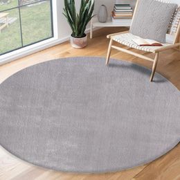 the carpet Teppich &raquo;Relax round&laquo; rund 16 mm H&ouml;he waschbarer Wohnzimmer Teppich modern rutschfest grau Polyester
