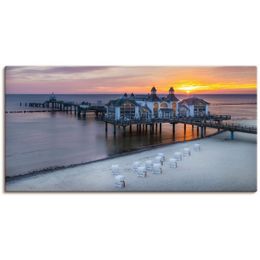Artland Wandbild &raquo;R&Uuml;GEN Seebr&uuml;cke in Sellin Sonnenaufgang&laquo; Bilder vom Sonnenuntergang & -aufgang 1 Stk. tlg. als Alubild, Leinwandbild in verschied. Gr&ouml;&szlig;en 